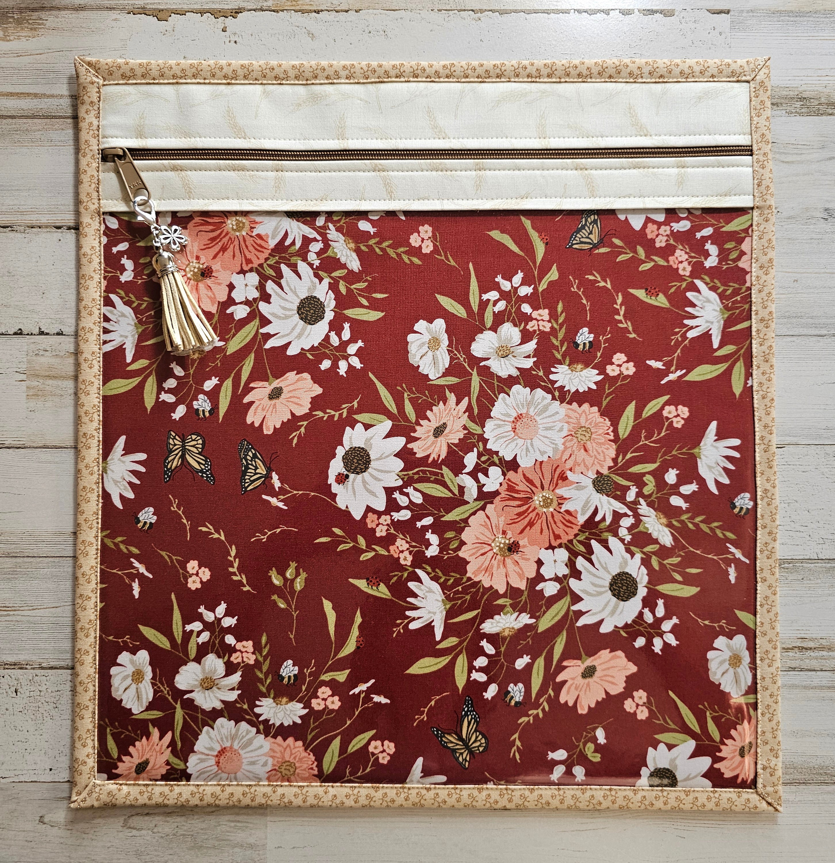 Large Project Bag - 15" x 14" - Vinyl Front - Floral – Straight from ...